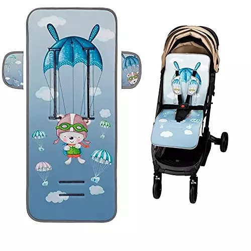 Tikar Bernafas Stroller Musim Panas Universal dengan fabrik 3d- danielstore (4 payung terjun biru)