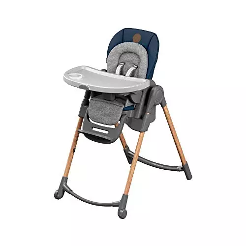 Maxi-Cosi Minla Evolutionary highchair, reclining and folding, 6 in 1 convertible highchair, ເກົ້າອີ້ເດັກນ້ອຍ, ເກົ້າອີ້ເດີນທາງແບບພົກພາແລະບ່ອນນັ່ງ Booster, ເຕີບໃຫຍ່ກັບເດັກ 0 ເດືອນ - 7 ປີ, ສີຟ້າທີ່ສໍາຄັນ