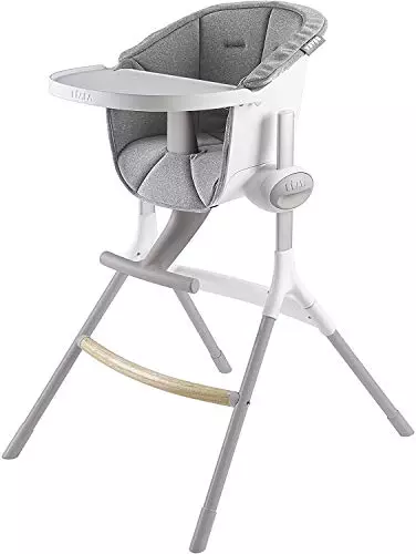 BÉABA - Evolutionary Baby Highchair - Ergonomic - ถาดและที่วางเท้าถอดออกได้ - ปรับความสูงได้ 6 ระดับ - สีเทา/ขาว