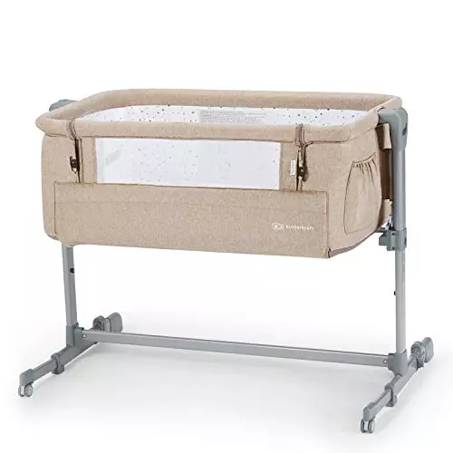 Kinderkraft Cot Bed 2 in 1 NESTE UP, Justerbar, Sammenleggbar, Tilbehør, Beige