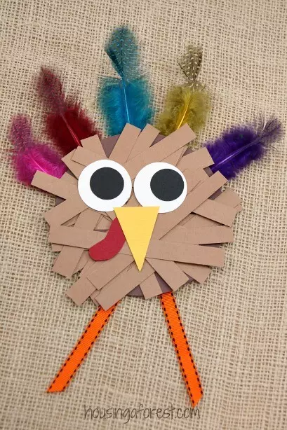 Thanksgiving Crafts Para sa Mga Bata Paper Strip Turkey 5