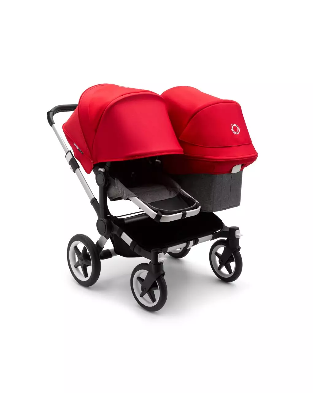 Cotxet cadira 2 en 1 Bugaboo Donkey 3 per a germans Alumini/Gris jaspiat/Vermell