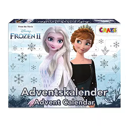 CRAZE Frozen 2 Advent Calendar- ডিজনি অরিজিনাল 2021 ক্রিসমাস ক্যালেন্ডার ছেলে এবং মেয়েদের জন্য খেলনা এবং স্কুল সরবরাহ সহ। এলসা এবং আনা