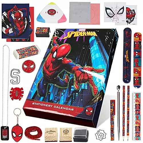 Marvel Spiderman Advent Calendar 2021, Advent Calendar за деца, 24 канцелариски изненадувања за деца