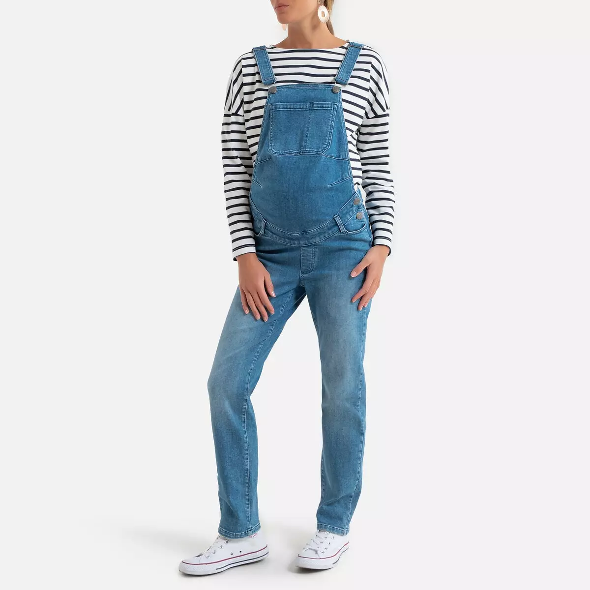 Salopette di jeans premaman in azzurro