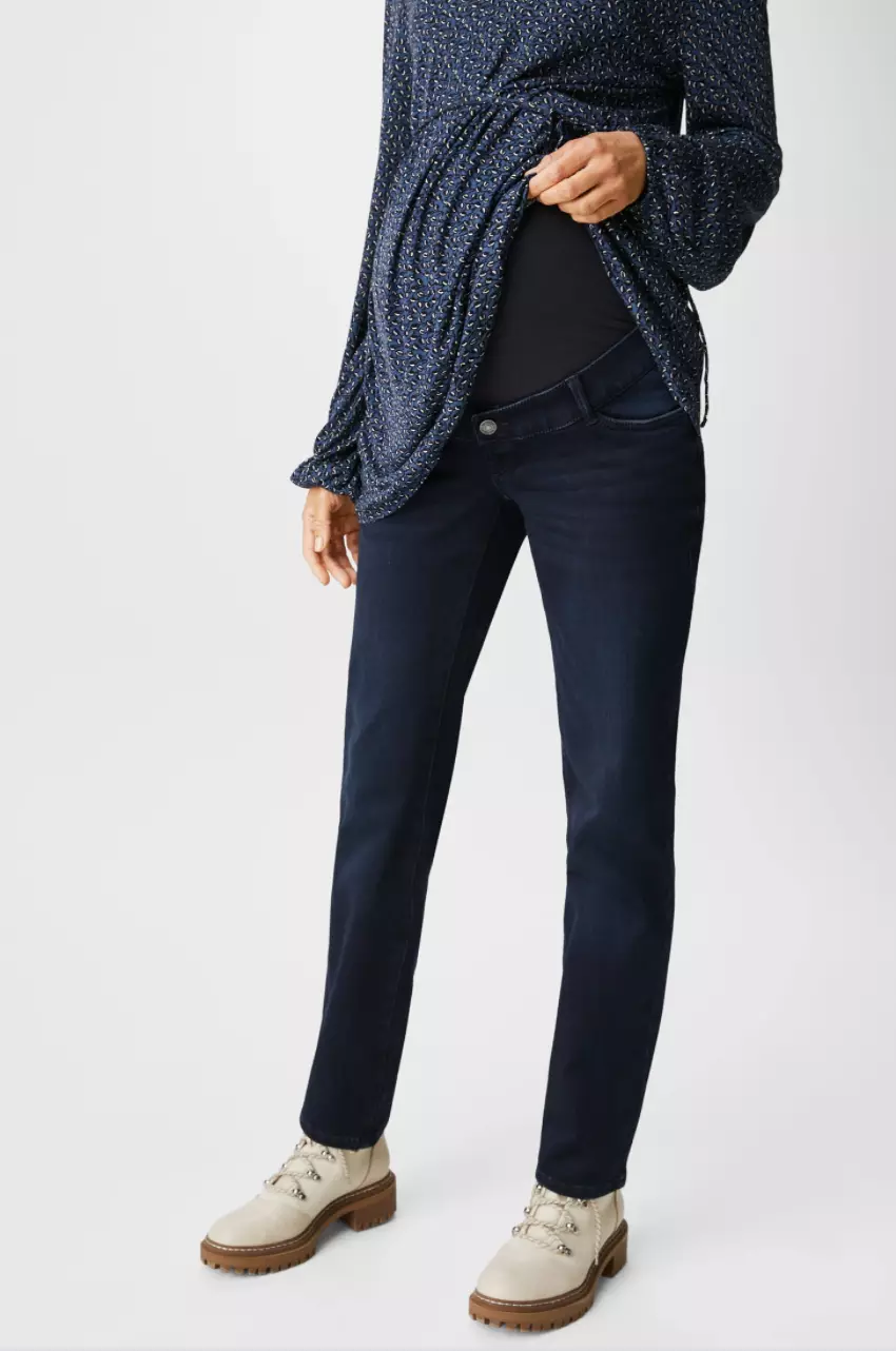 Jeans premaman termici in blu scuro