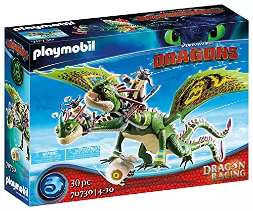 PLAYMOBIL Dreamworks Dragons Dragon Racing: Dragon 2-Headed with Chusco and Brusca، از 4 سال (70730)