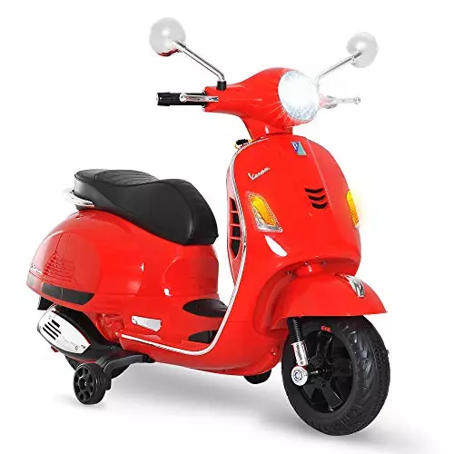 HOMCOM dječji električni motocikl auto tricikl Vespa baterija električni skuter sa svjetlom MP3 USB sirenom za djecu stariju od 3 godine opterećenje 30 kg