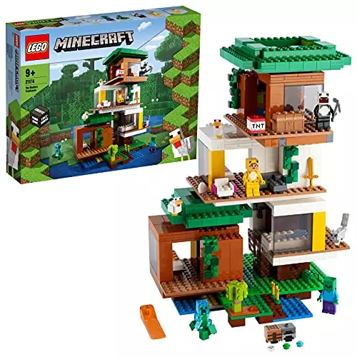 LEGO Minecraft The Modern Tree House 21174، ساخت اسباب بازی برای کودکان 9 سال به بالا با فیگورهای کوچک