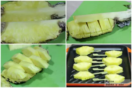 hapat e ananasit të pjekur në skarë