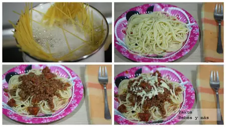 memasang pinggan spageti khas untuk kanak-kanak
